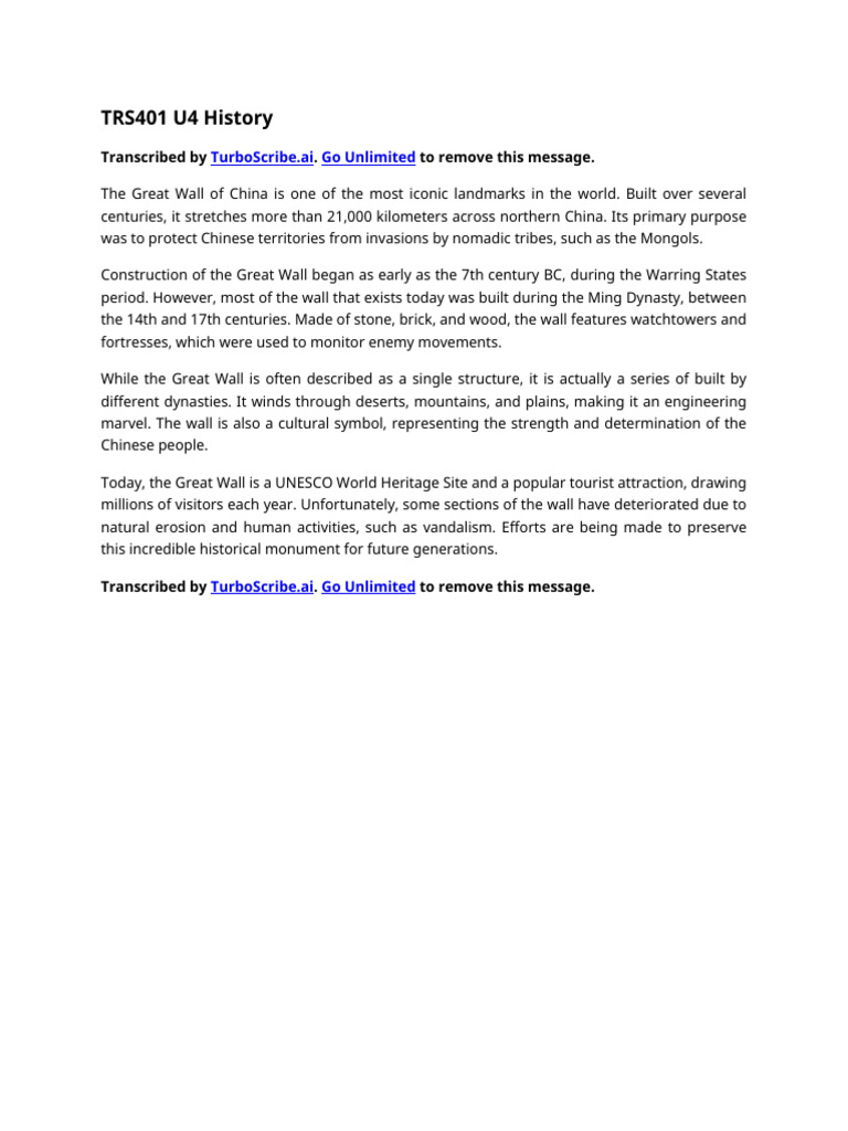 TRS401 U4 History | PDF