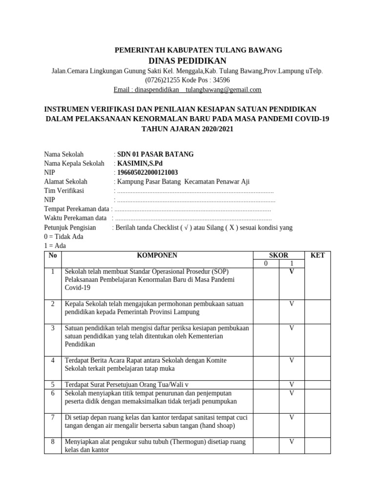 Instrumen Sop New Normal | PDF