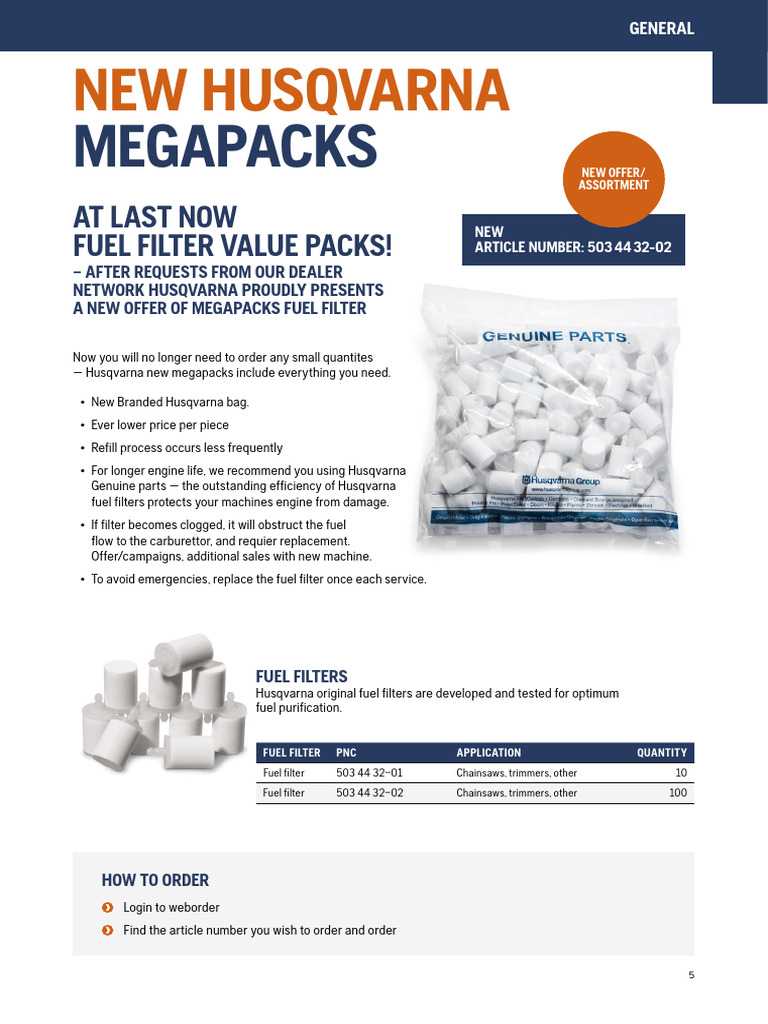 Husqvarna Fuel Filter Megapacks | PDF