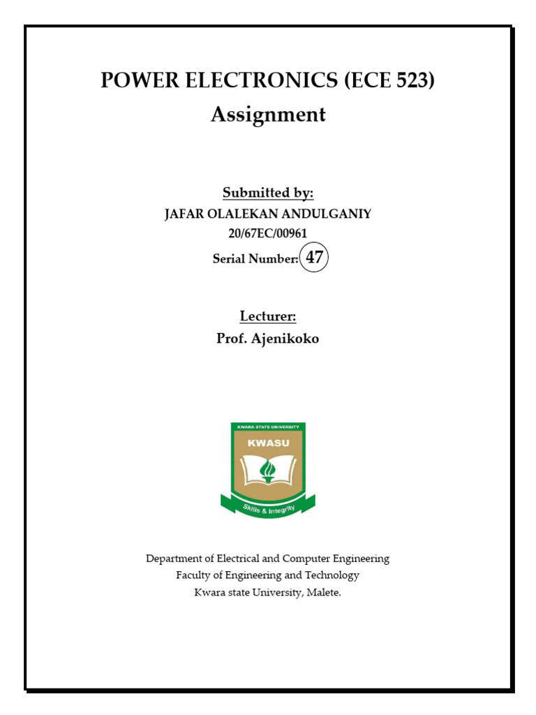ECE 523 ASSIGNMENT (Serial Num 47) | PDF | Power Electronics | Bipolar ...