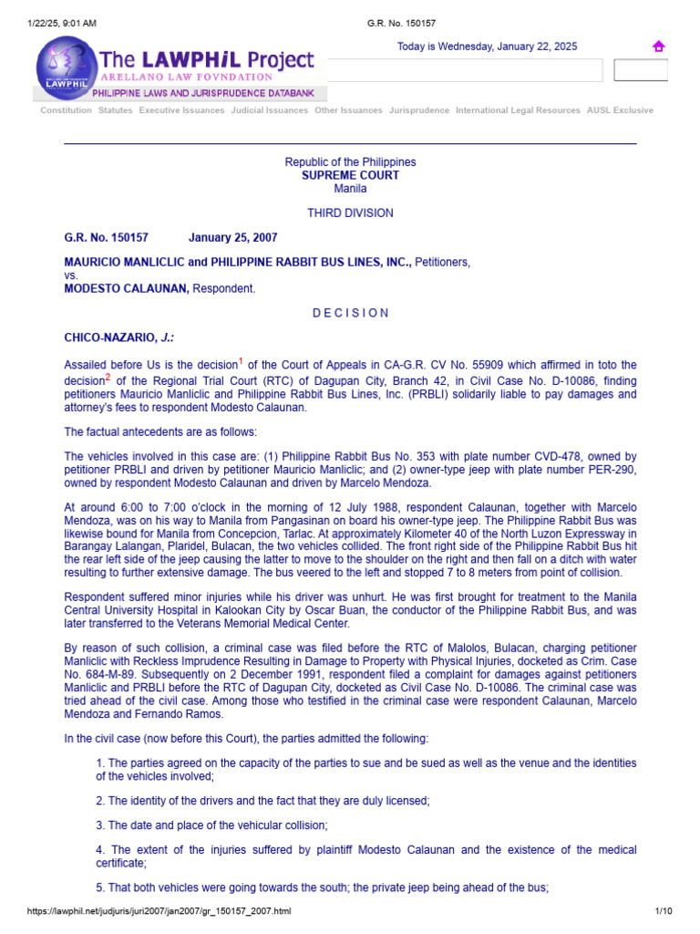 Supreme Court Ruling on Bus Collision Case | PDF | Witness | Evidence (Law)