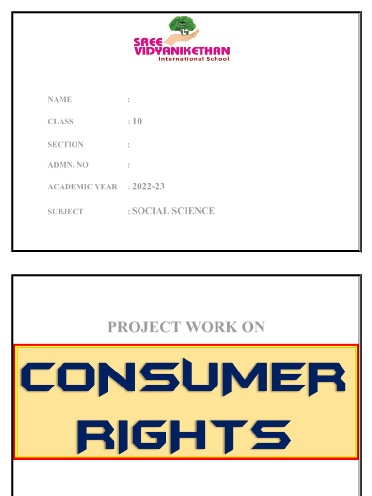 Class 10 Project on Consumer Rights | PDF | Consumer Protection | Goods