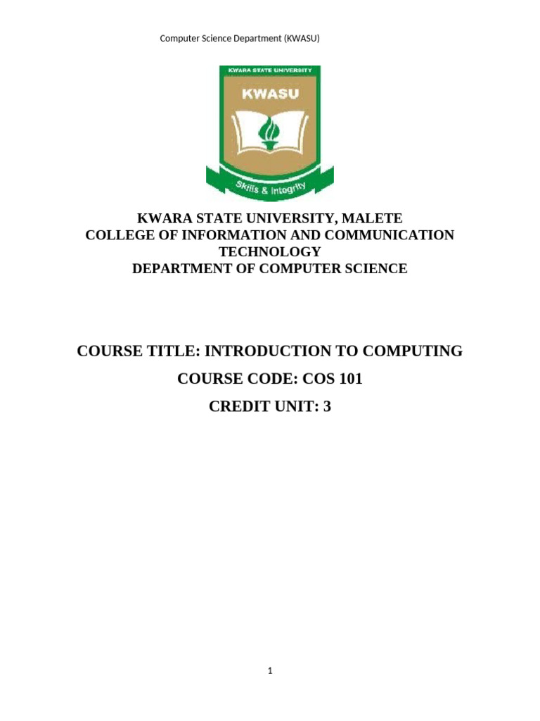 Cos 101 Modules 1-3 - 053757 | PDF | Computer Data Storage | Operating System