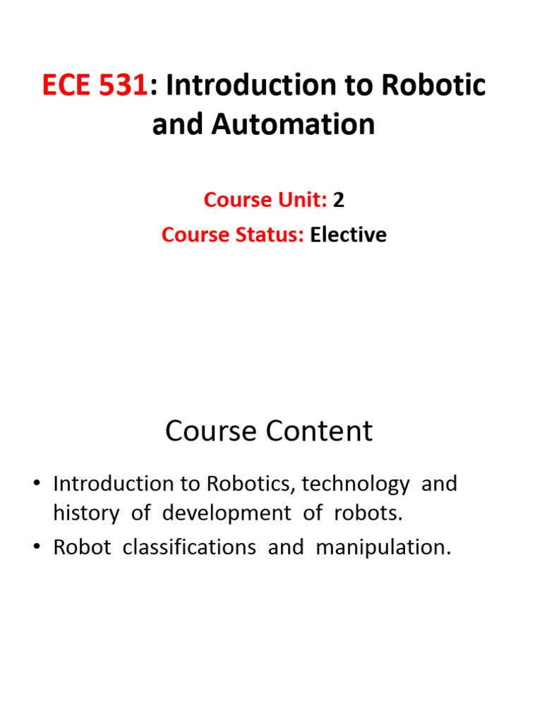 Robotics & Automation Basics | PDF | Artificial Intelligence | Intelligence (AI) & Semantics