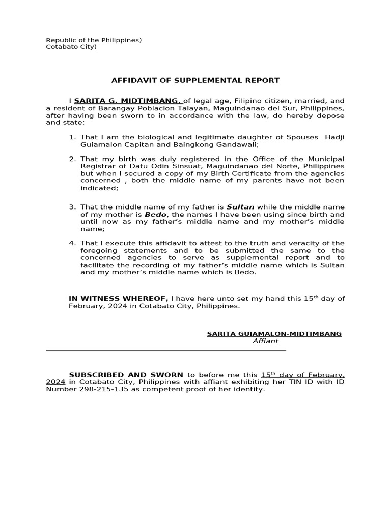 Affidavit of Supplemental Report | PDF