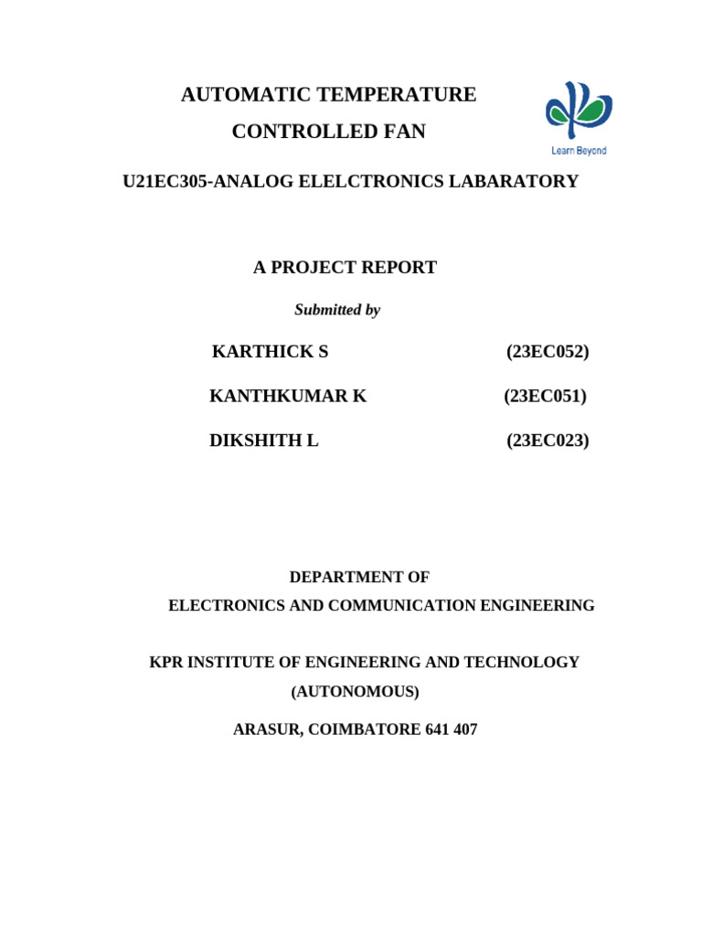 Analog Electronics Final (1) (AutoRecovered) | PDF | Energy Conservation | Efficient Energy Use