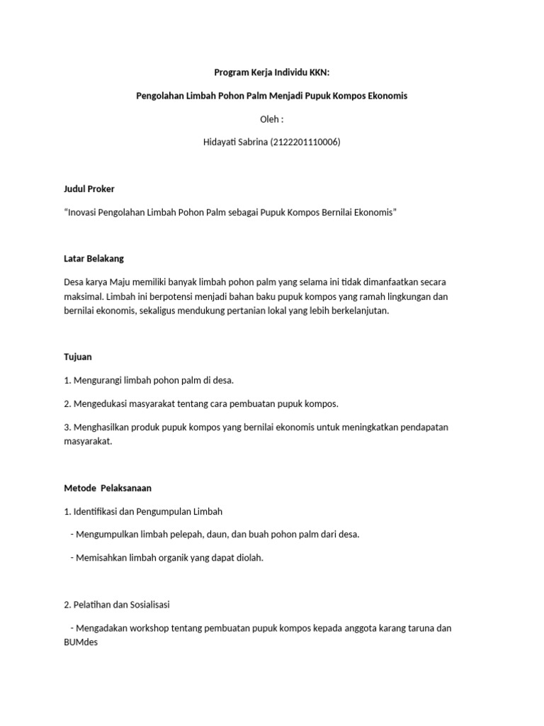 Proker Individu KKN Sabrina | PDF