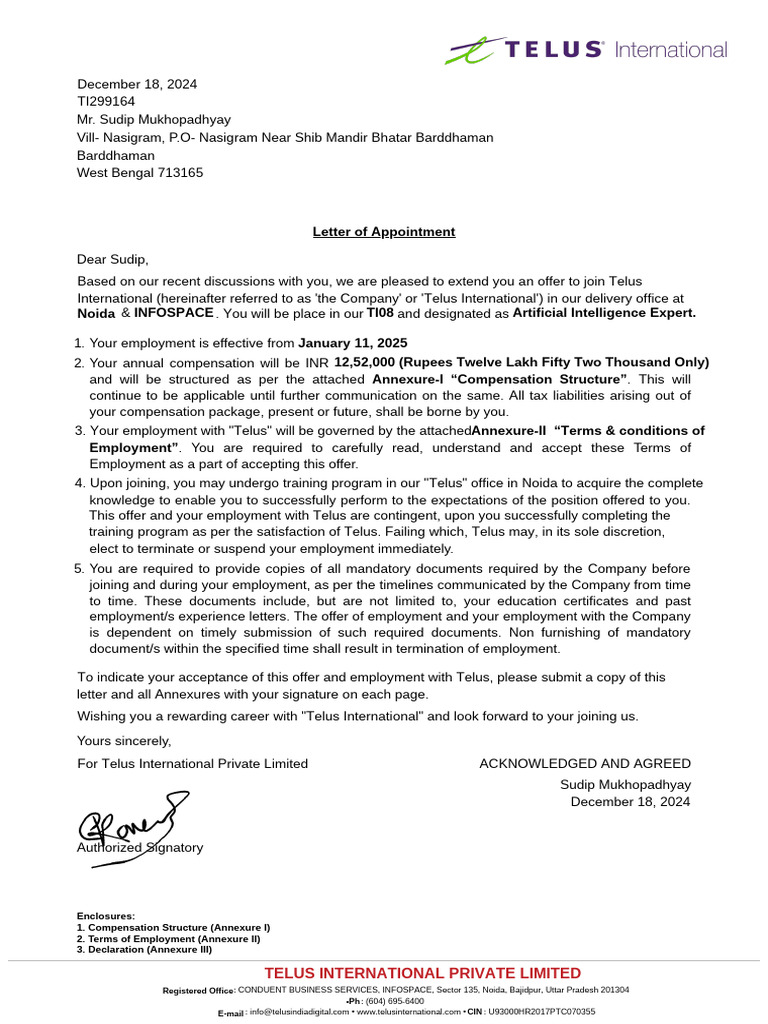 STM Total Software Solutions Appointment Letter | PDF | Employment ...