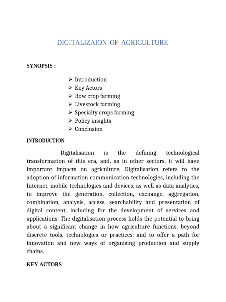 Digitalization of Agriculture | PDF | Agriculture | Cereals
