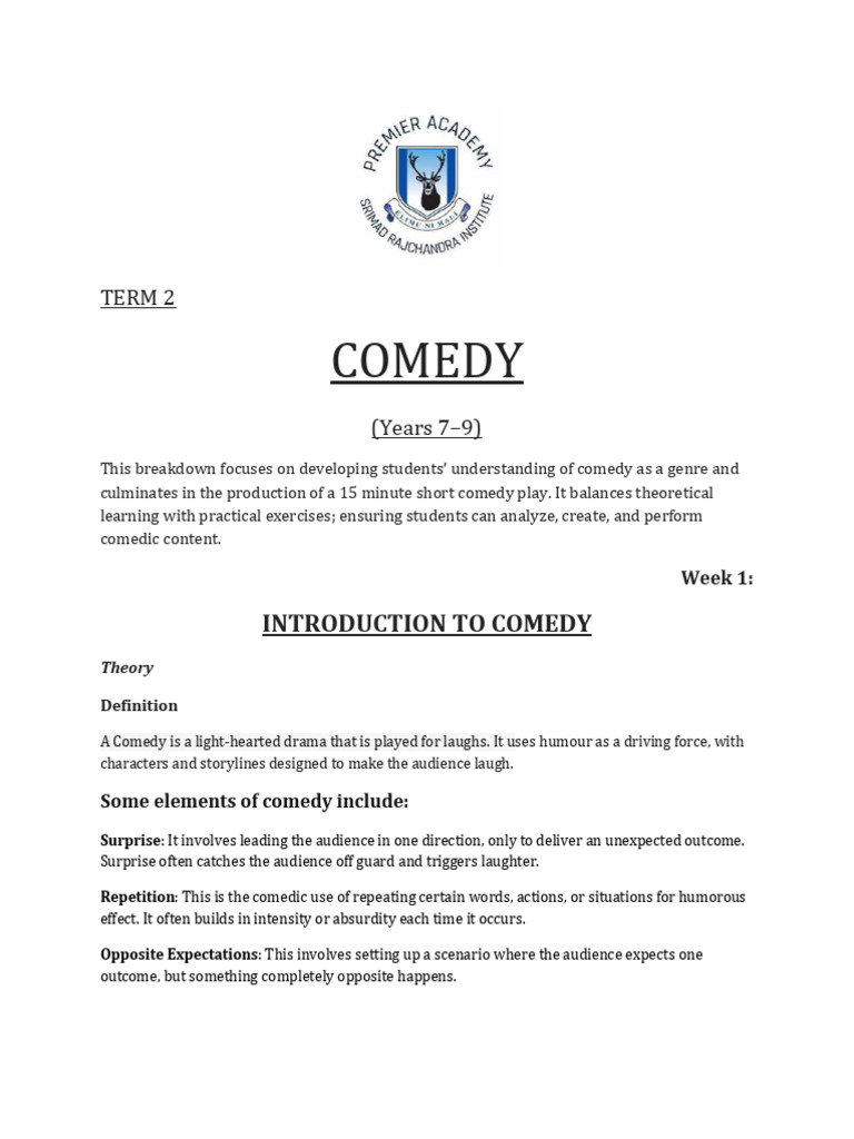 Year 7 - 9 Term 2 Comedy Notes. | PDF | Comedy | The Importance Of ...