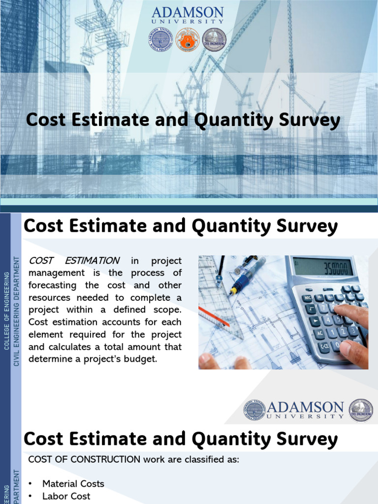 Cost Estimate and Quantity Survey | PDF | Concrete | Building Engineering