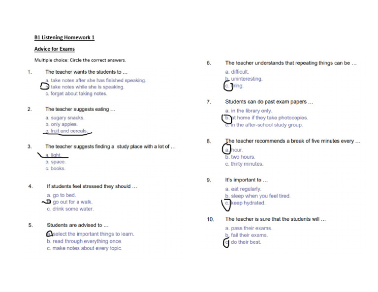 B1 Listening Homework 1 | PDF