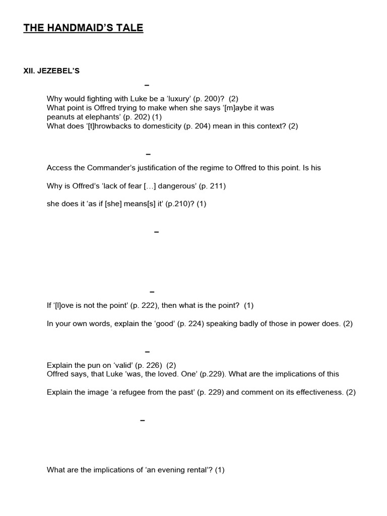 The Handmaid's Tale Q CH 31 To Historical Notes | PDF