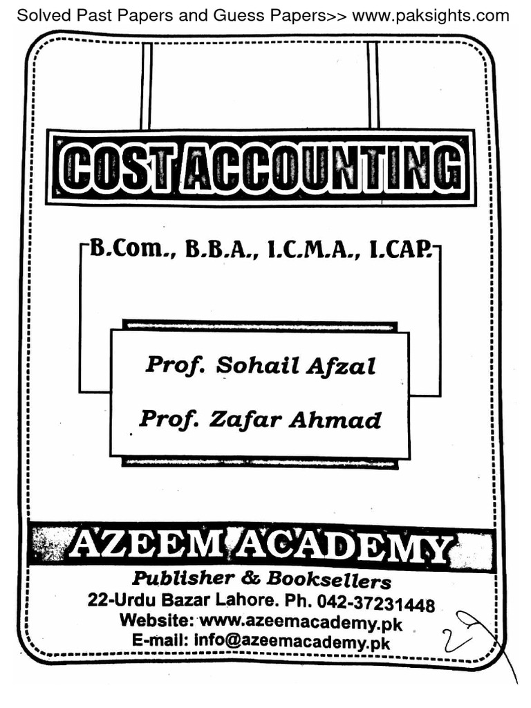 Cost Accounting Book by Sohail Afzal PDF | PDF