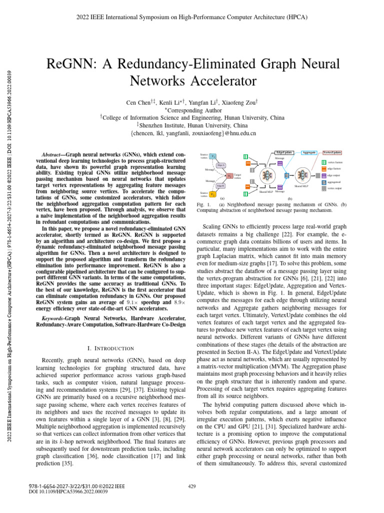 ReGNN a Redundancy-Eliminated Graph Neural Networks Accelerator | PDF | Vertex (Graph Theory ...