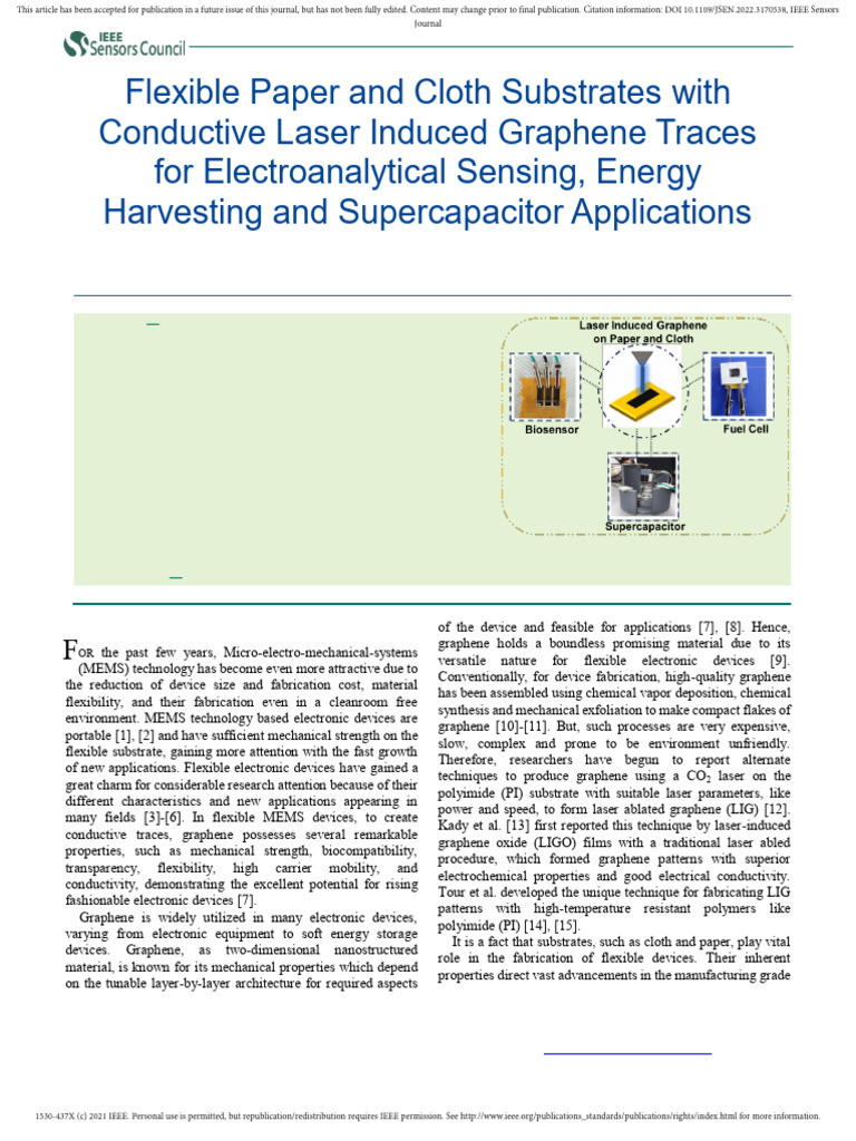 Flexible Paper and Cloth Substrates With Conductive Laser Induced ...