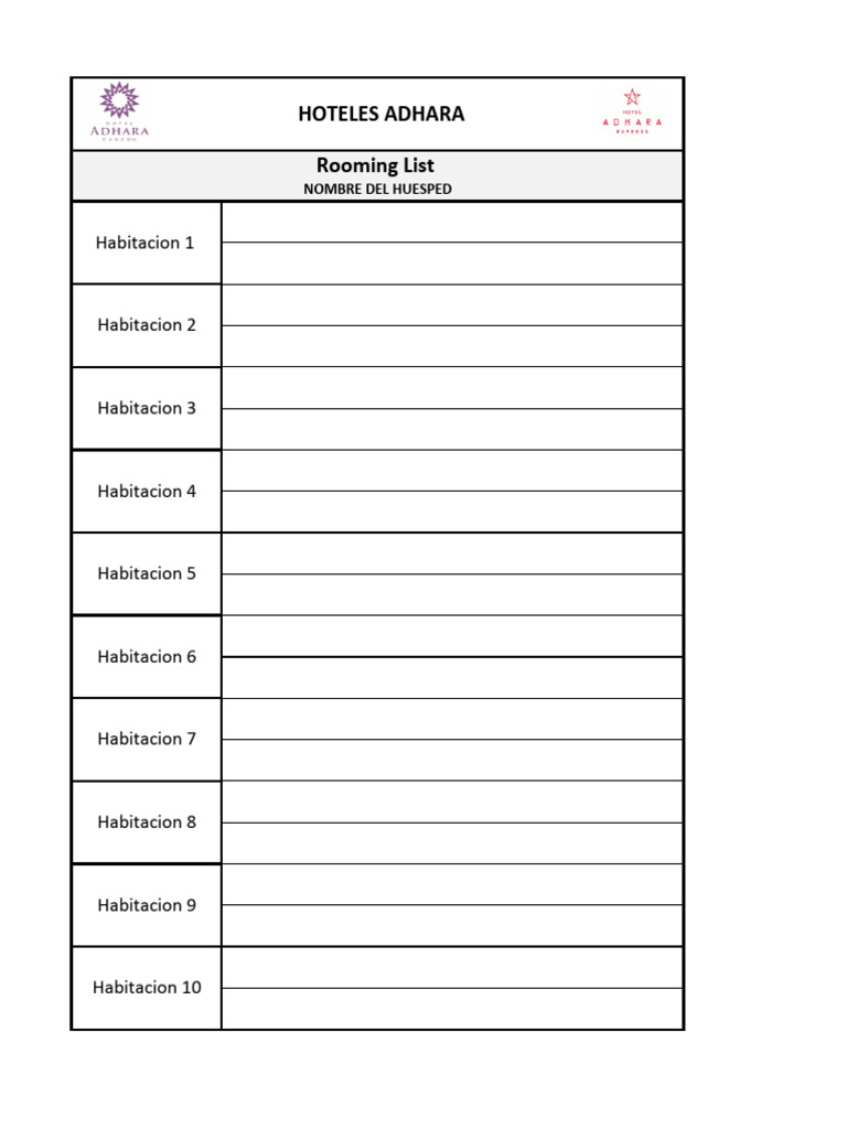 Formato Rooming List | PDF
