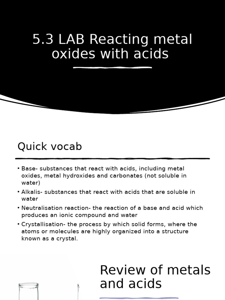 LAB - 5.3 - Reacting Metal Oxides With Acids | PDF