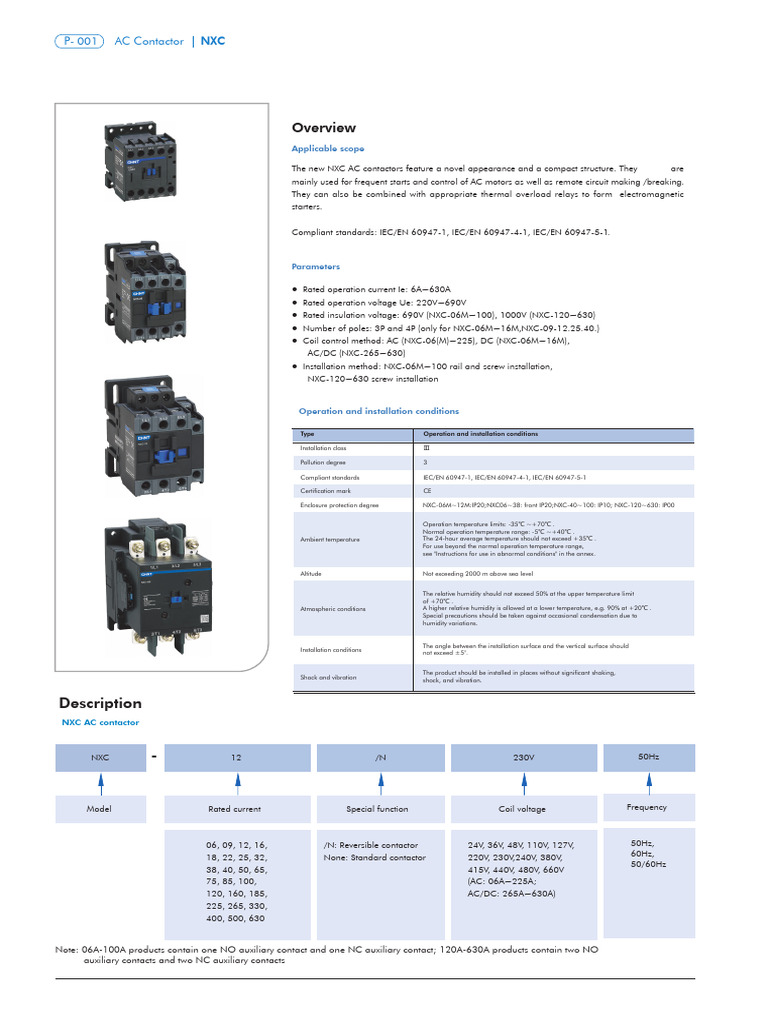 NXC Energy-Saving AC Contactors Overview | PDF | Mains Electricity ...