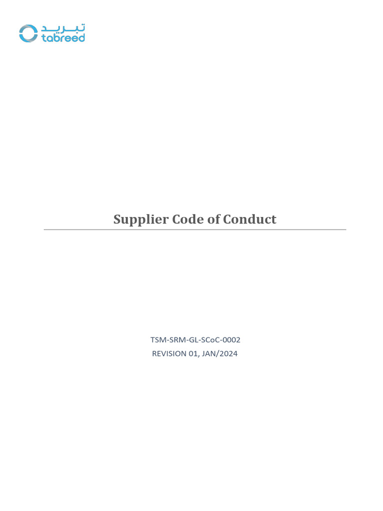 Supplier Code of Conduct 12024 | PDF | Supply Chain | Business Ethics