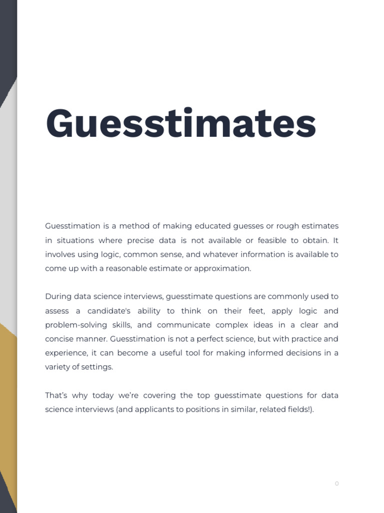 Important Guesstimate Questions For Practice | PDF | Airport | Thought