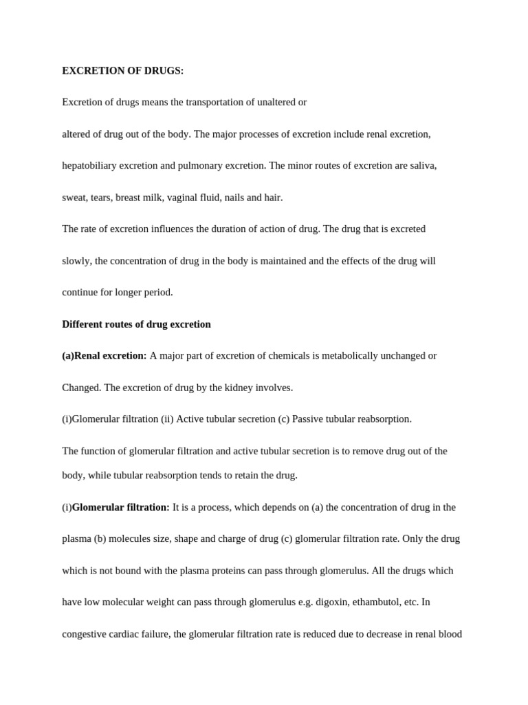 EXCRETION OF DRUGS (Anatomy and Physiol, FUNAI) | PDF | Kidney