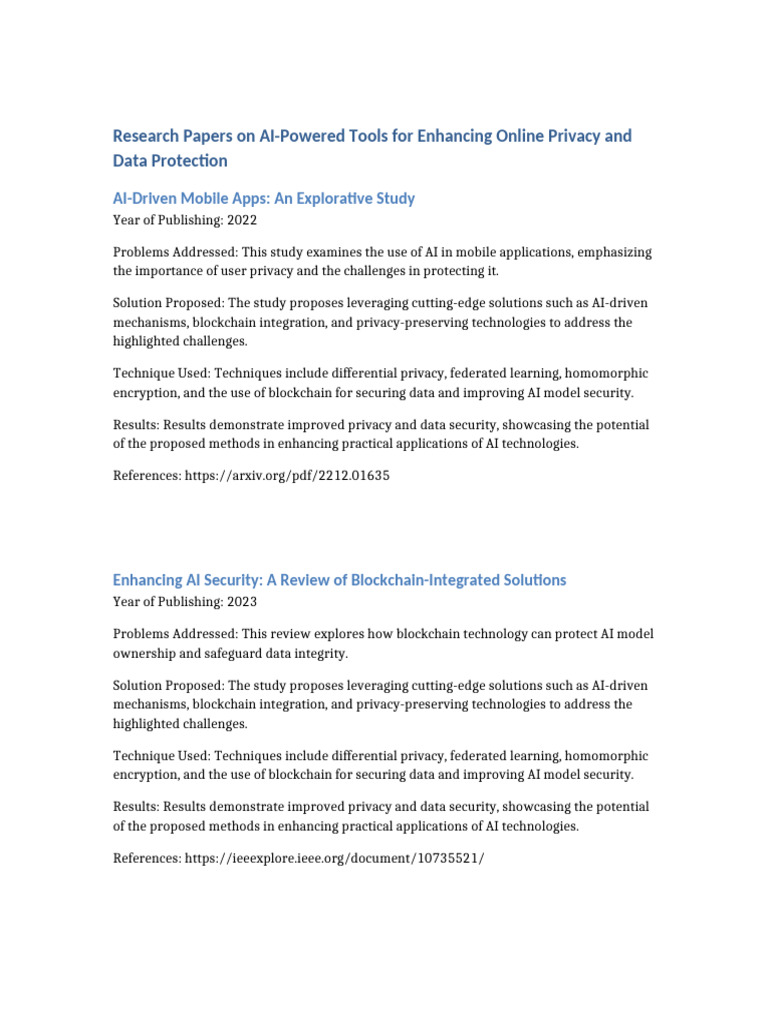 Updated AI Privacy Research Papers 2 | PDF | Artificial Intelligence ...