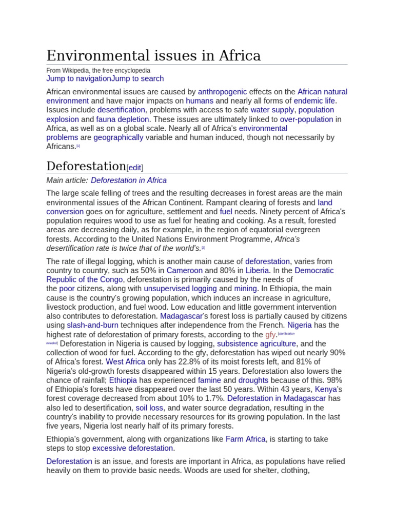 Key Environmental Issues in Africa | PDF | Deforestation | Air Pollution