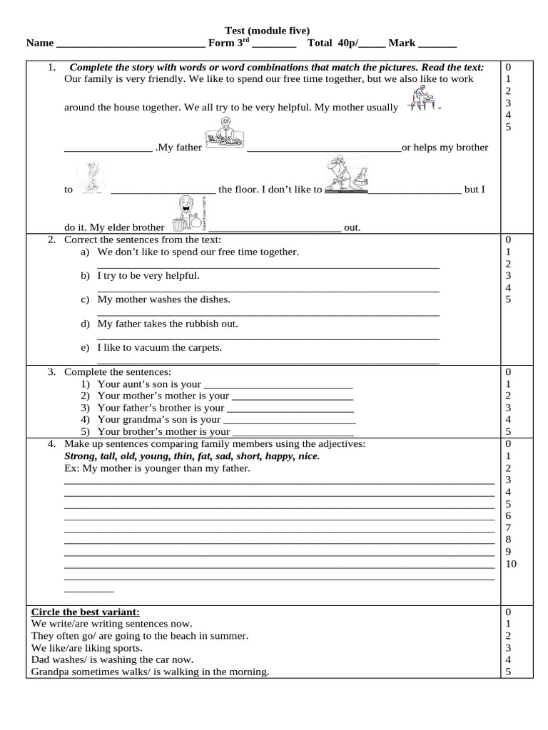 Test 3rd Form Module 5 | PDF | Linguistics | Grammar