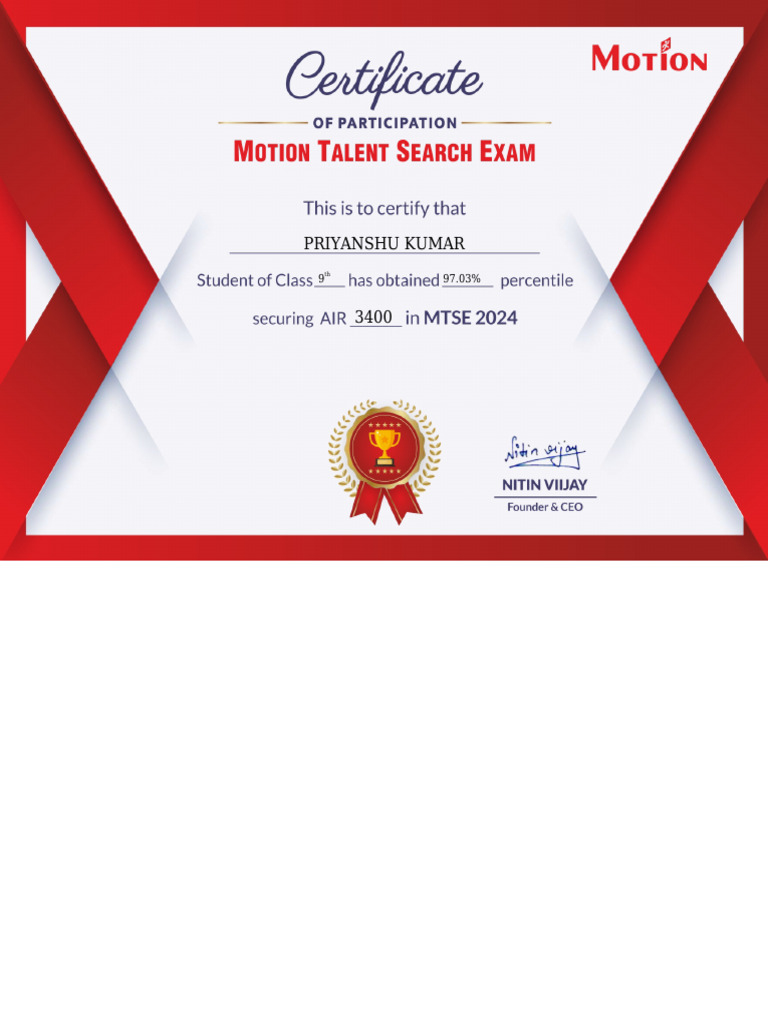 Priyanshu Kumar Mtse Certificate | PDF