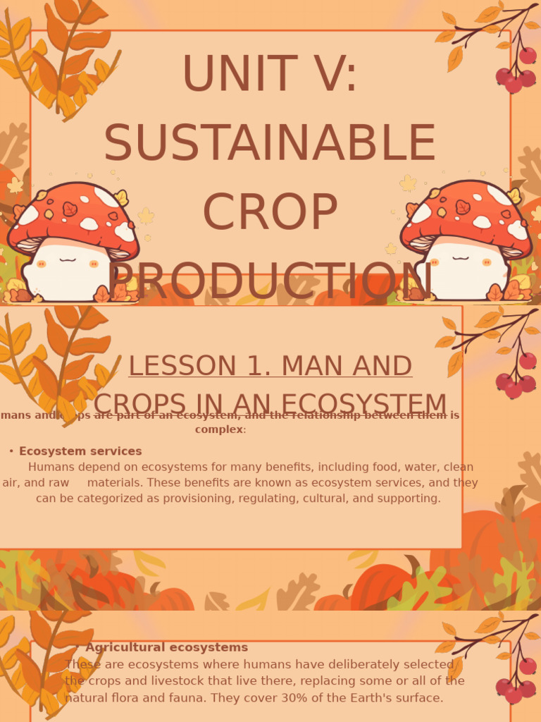 Unit V Sustainable Crop Production | PDF | Agriculture | Crop Rotation