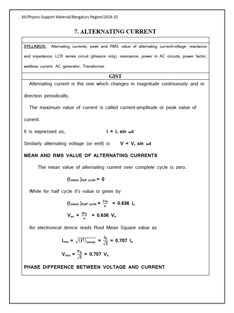 Alternating Current | PDF | Inductor | Electrical Impedance