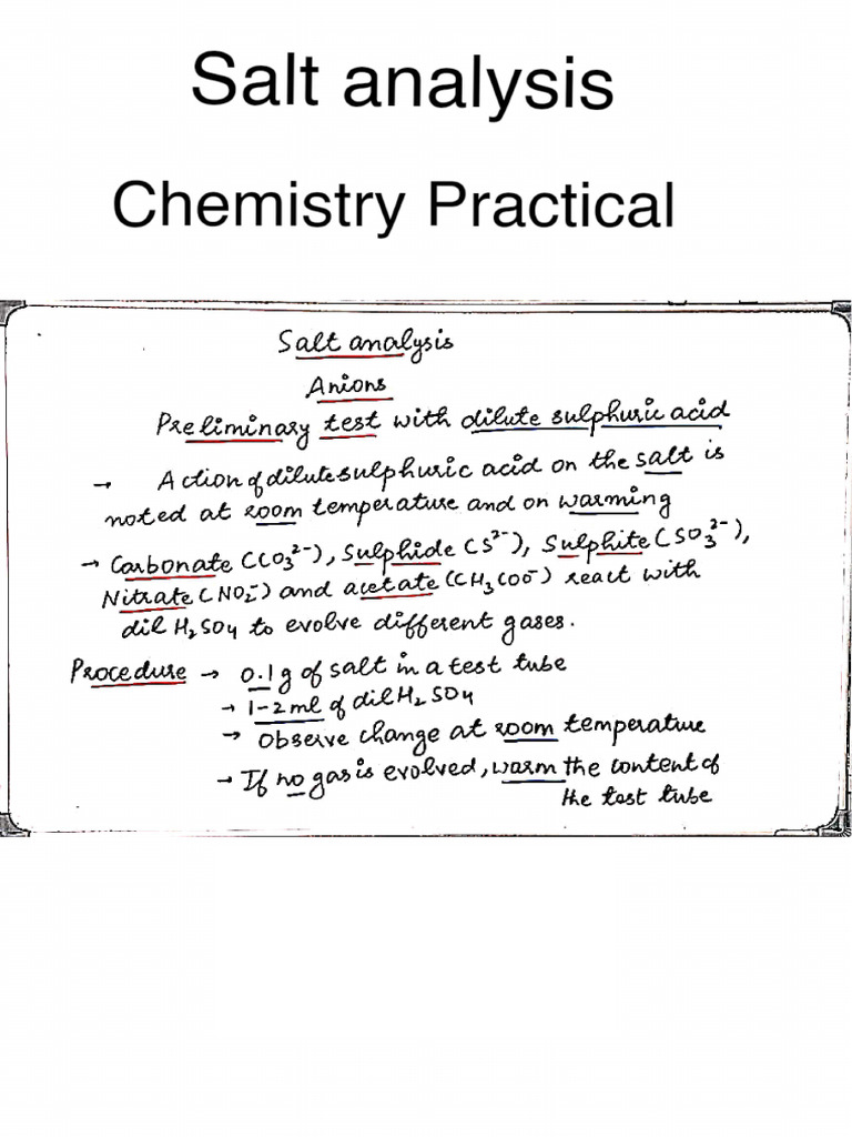 Salt Analysis PDF | PDF