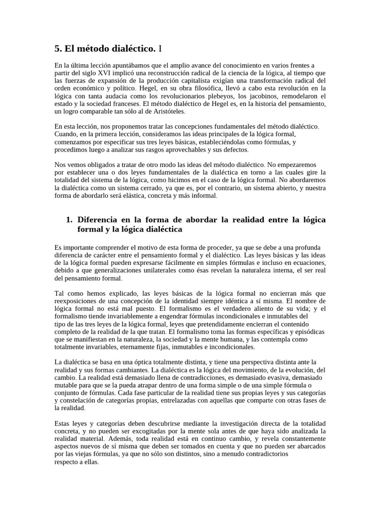 Texto Sobre La Critica de La Lógica Dialectica A Lógica Formal - Carl ...