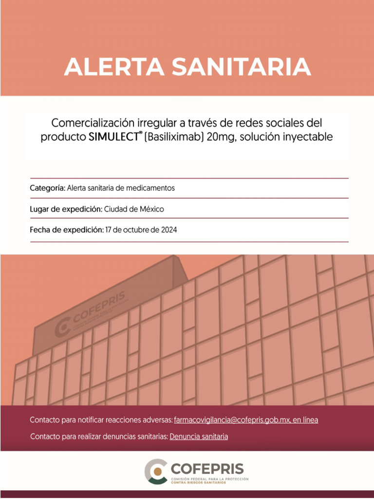 Alerta Sanitaria de SIMULECT 17102024 | PDF