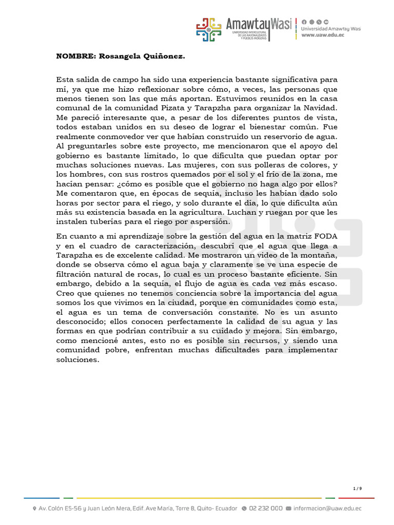 Gestión del Agua en Pizata y Tarapzha | PDF