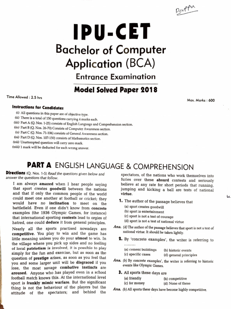IPU CET (BCA) Solved Paper-2018 | PDF | Random Access Memory | Computer Network