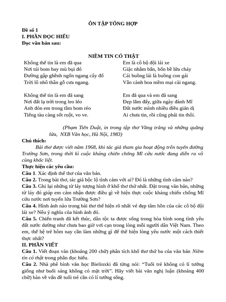 T31. Đề.ôn Tập Tổng Hợp | PDF