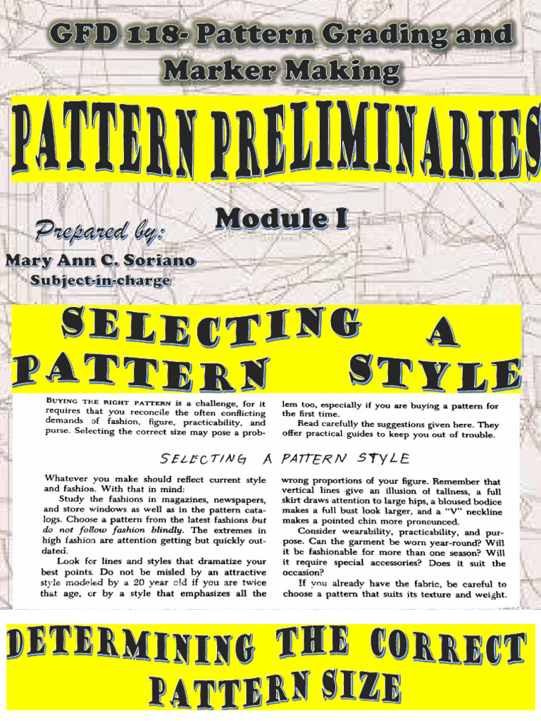 GFD 118 Module 1 PATTERN Preliminaries 084240 | PDF | Waist | Skirt