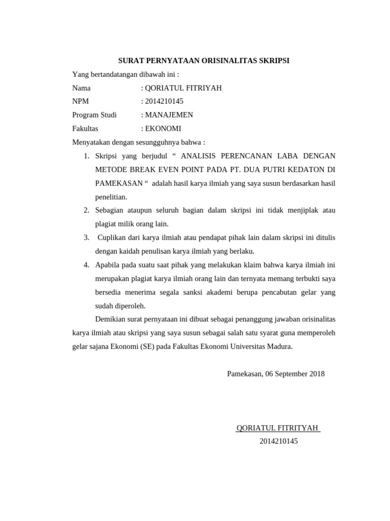 Surat Pernyataan Bebas | PDF