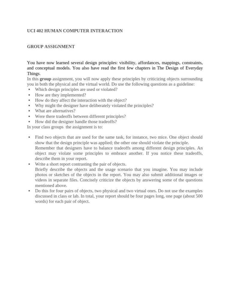 UCI 402 HCI Assignment 1 | PDF