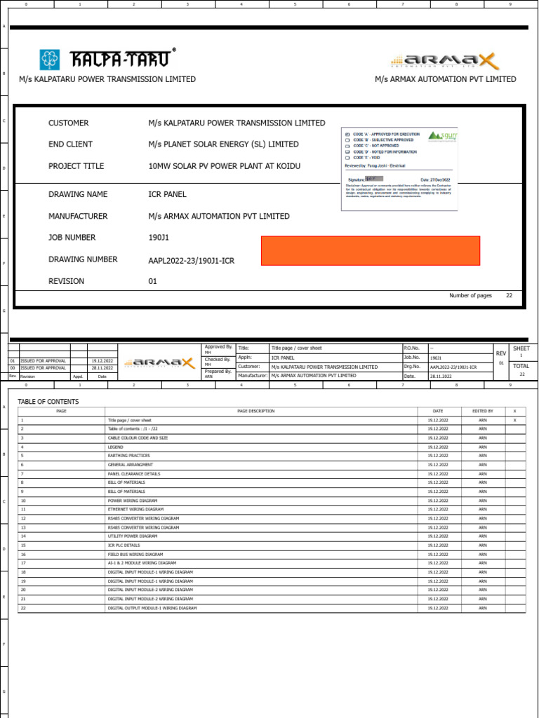 190J1 KOIDU ICR Dwg R1 191222 | PDF | Electrical Wiring | Manufactured ...