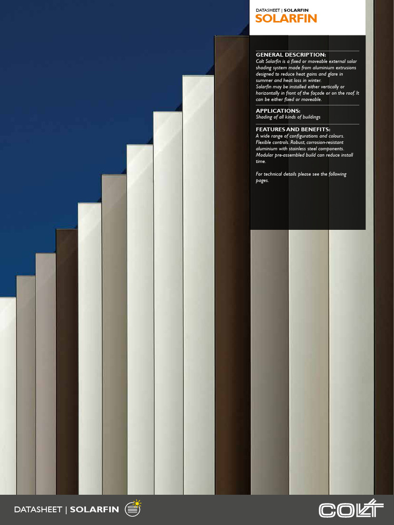 Colt Solarfin: Advanced Solar Shading System | PDF | Extrusion | Sun