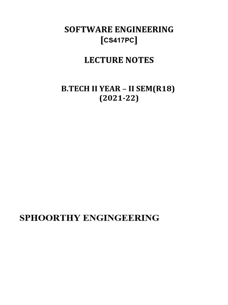Software Engineering Lecture Notes CSE | PDF | Software Development ...