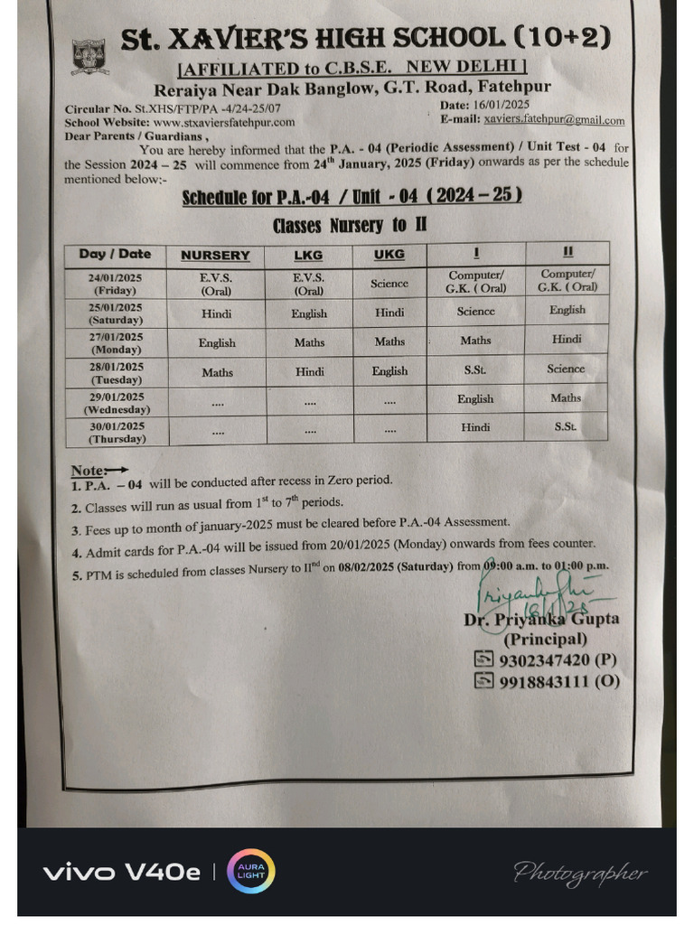 Schedule For P.A-04 | PDF