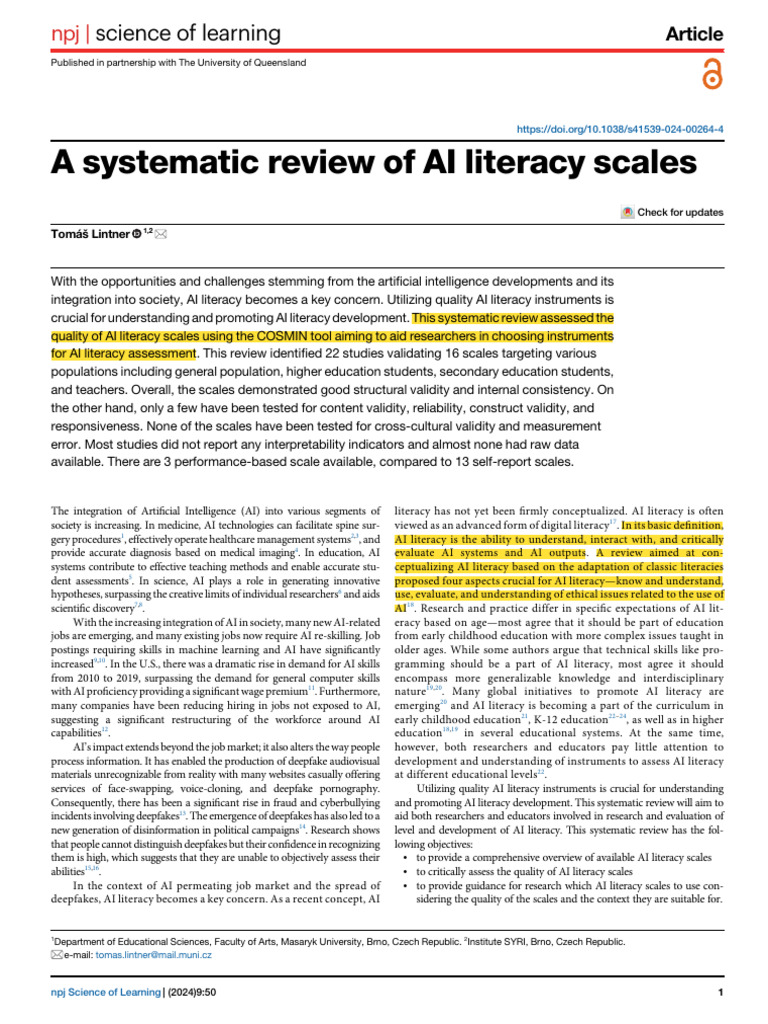A Systematic Review of AI Literacy Scales | PDF | Artificial ...