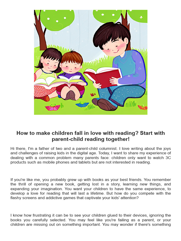 How To Make Children Fall in Love With Reading - Start With Parent ...