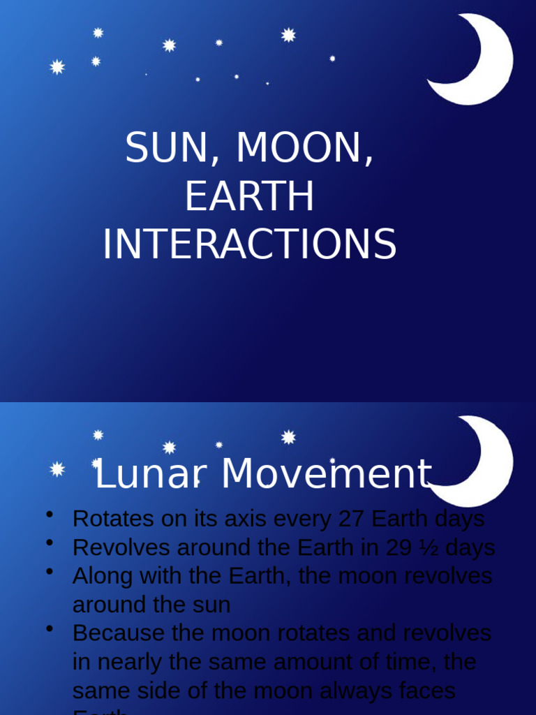 Sun, Moon, Earth Interactions | PDF | Tide | Moon