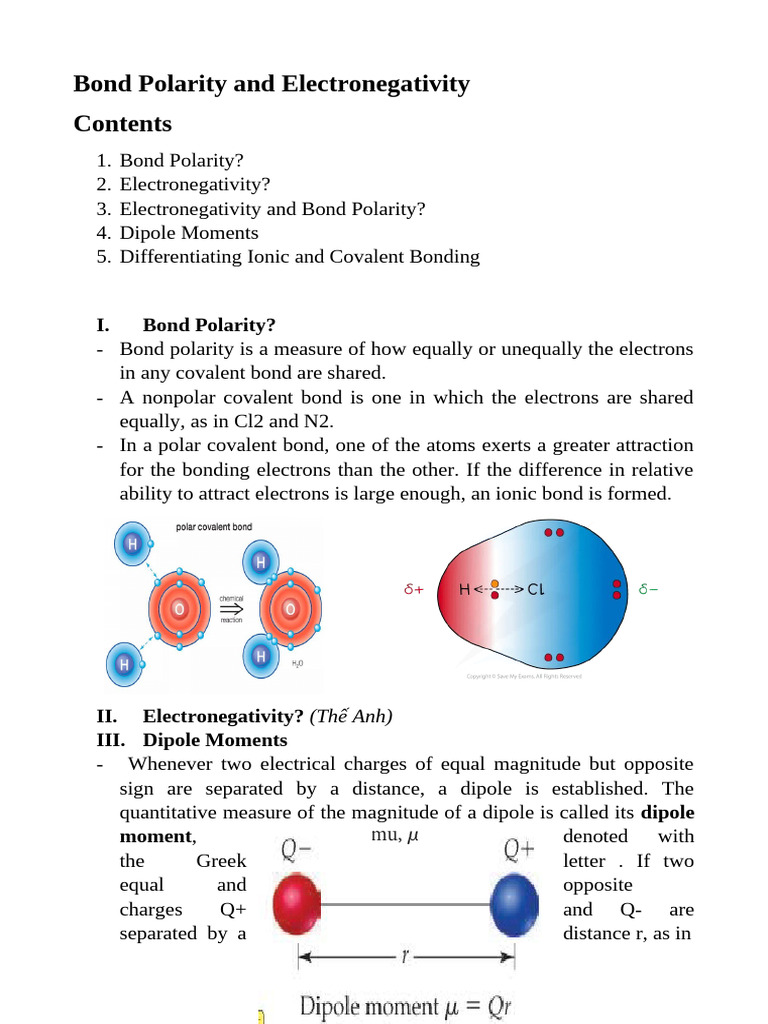 Bond Polarity and Electronegativity PP | PDF | Chemical Polarity ...
