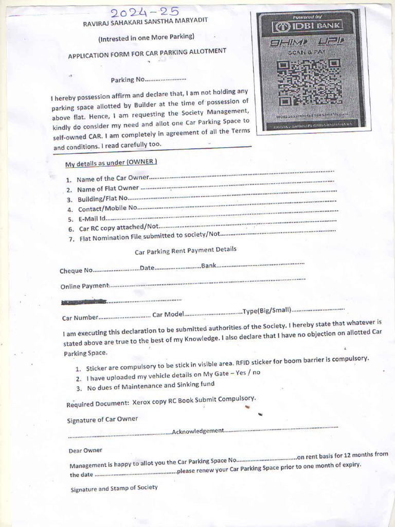 Parking Form and Rules | PDF